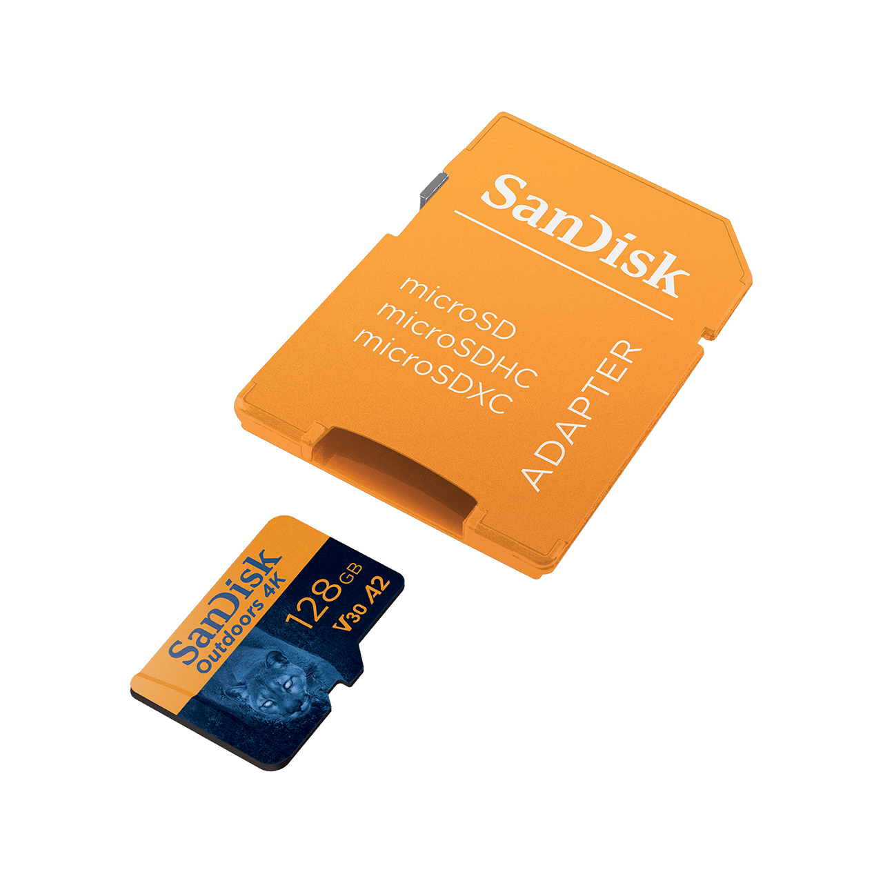 128GB Orange SanDisk Outdoors 4K microSDXC UHS-I Card with SD Adapter ... 128GB Orange SanDisk Outdoors 4K microSDXC UHS-I Card with SD Adapter ...
