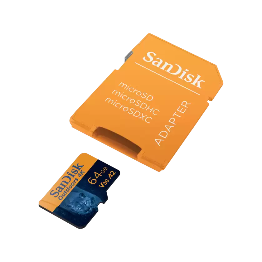 128GB Orange SanDisk Outdoors 4K microSDXC UHS-I Card with SD Adapter ...